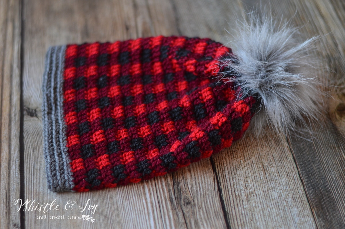 Crochet Top Down Plaid Hat - Crochet Pattern - Whistle and Ivy