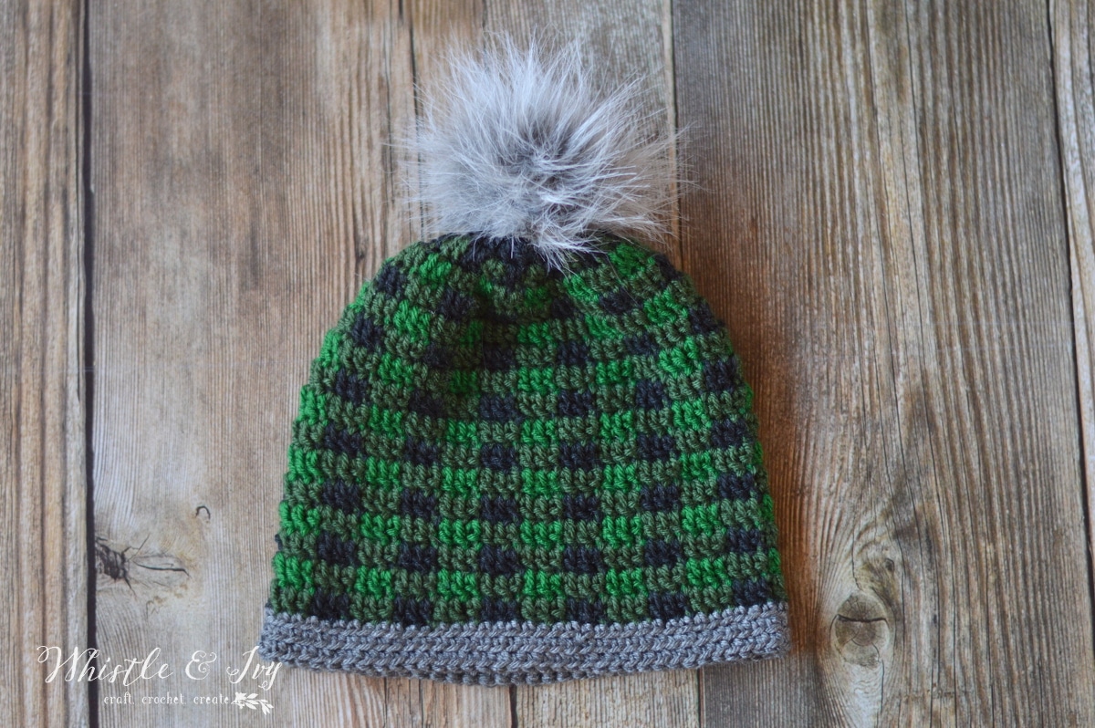 Crochet Top Down Plaid Hat - Crochet Pattern - Whistle and Ivy