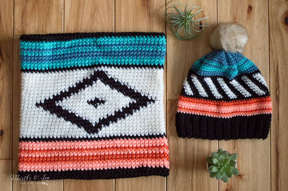 Crochet Serape Hat and Cowl Set - Free Crochet Pattern - Whistle and Ivy