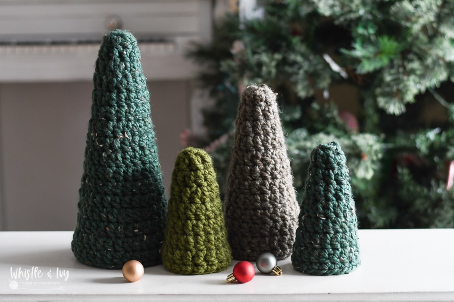 Rustic Crochet Evergreen Trees - Easy Winter Crochet Pattern